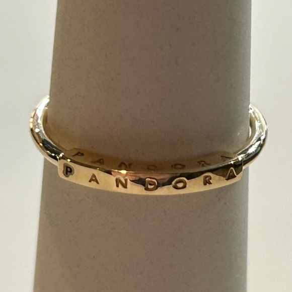 Pandora | Jewelry | Retired 4k Gold Pandora Signature Id Ring | Poshmark